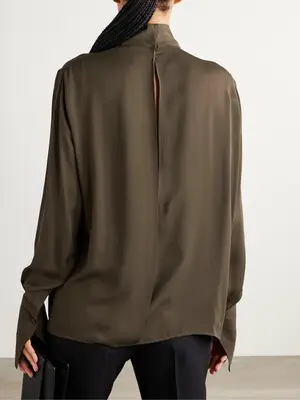 TOM FORD Long Sleeve Satin Blouse With Open Back - Black