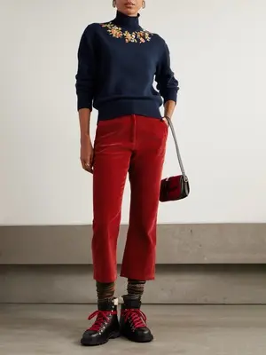 Bally Flared Cropped Corduroy Trousers