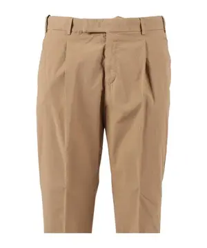 PT TORINO Rebel Pleated Cuffed Trousers - Beige