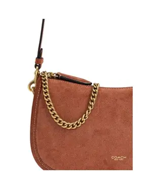COACH Waverly Suede Chain-link Shoulder Bag - Brown