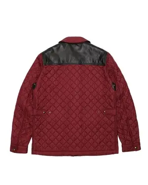 Burberry Quilted Lapel Jacket With Logo Detail - Red