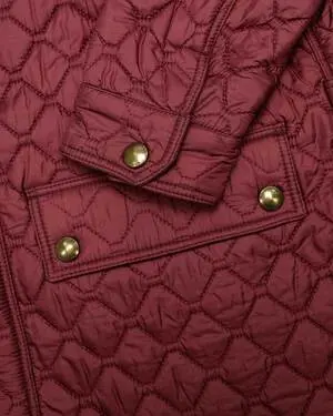 Burberry Quilted Lapel Jacket With Logo Detail - Red