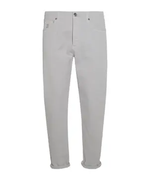 Brunello Cucinelli Tapered Leg Trousers With Logo Patch