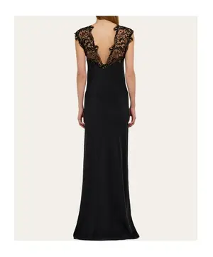 FERRAGAMO Silk Dress With Lace Trim