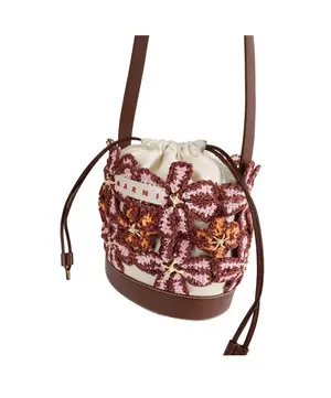Marni Crochet Bucket Shoulder Bag - Red