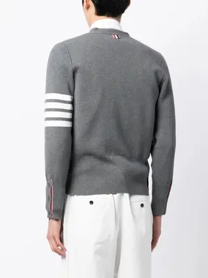 Thom Browne Four-stripe Wool Knitted Cardigan - Gray