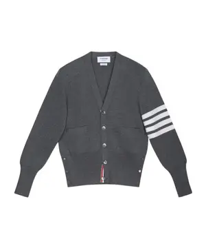Thom Browne Four-stripe Wool Knitted Cardigan - Medium Gray