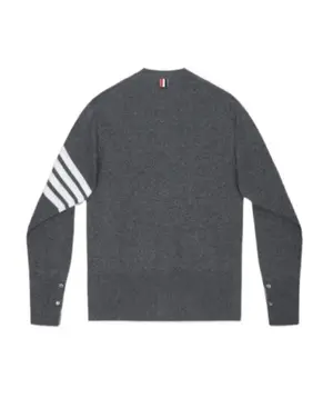Thom Browne Four-stripe Wool Knitted Cardigan - Medium Gray