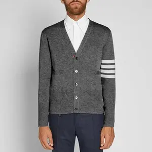 Thom Browne Four-stripe Wool Knitted Cardigan - Medium Gray
