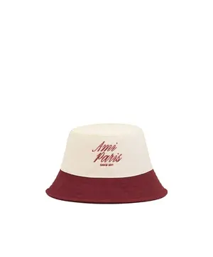 Ami Two-toned Embroidered Bucket Hat - Ruby/cream