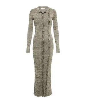 Christopher Esber Ribbed Knit Button-front Maxi Dress
