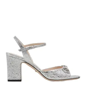 Gucci Mid-heel Sandal With Horsebit Detail - Silver