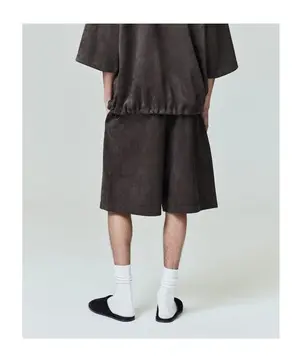 Fear Of God Relaxed Suede-effect Drawstring Shorts - Brown