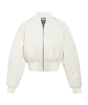 Balenciaga Cropped Zip-up Bomber Jacket - Ivory