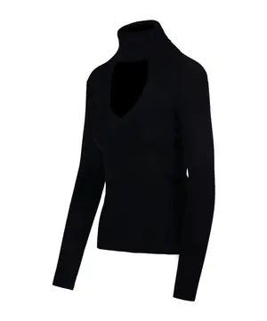 P.a.r.o.s.h Ribbed Turtleneck With Cutout - Black