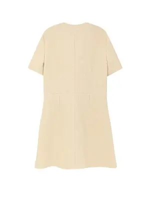 Gucci Textured Tweed Crewneck Short Sleeve Dress - Ivory