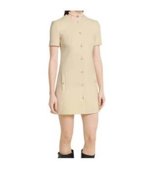 Gucci Textured Tweed Crewneck Short Sleeve Dress - Ivory