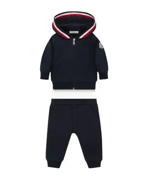 Moncler Tricolor Trimmed Cotton Tracksuit - Navy