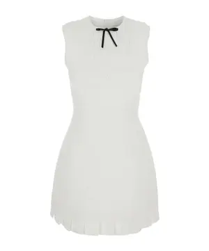 SHUSHU/TONG Sleeveless Bow Trim Crewneck Dress