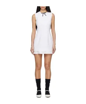 SHUSHU/TONG Sleeveless Bow Trim Crewneck Dress