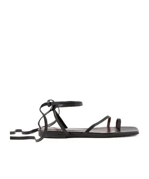 Staud Nicola Lace-up Leather Sandals - Black