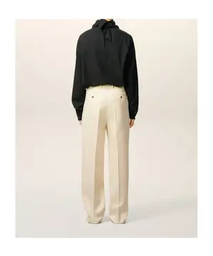 AMI Paris Pleated Wool Trousers - Ivory