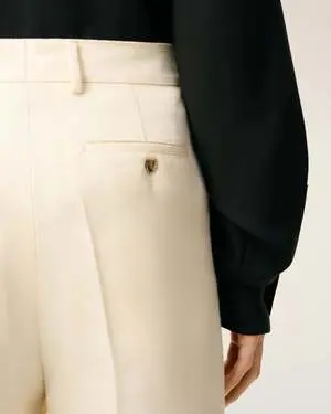 AMI Paris Pleated Wool Trousers - Ivory