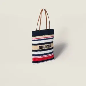 Miu Miu Crochet Striped Top Handle Bag