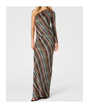 Missoni One-shoulder Striped Maxi Dress With Sequins