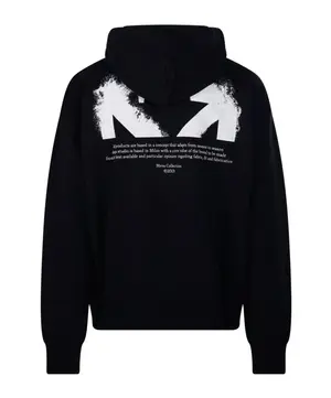 Off-White Logo Print Drawstring Hoodie - Black