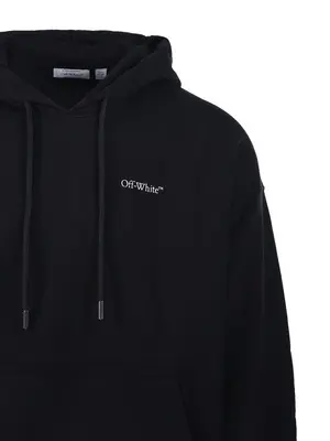 Off-White Logo Print Drawstring Hoodie - Black