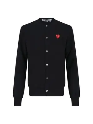 Play Comme Des Garcon Logo Detailed Crewneck Cardigan