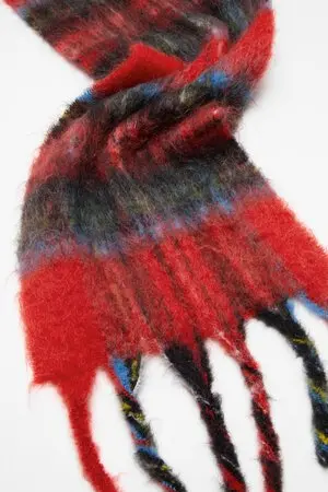 Acne Studios Checked Fringed Scarf - Red