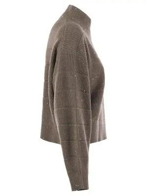 Brunello Cucinelli Ribbed Turtleneck Sweater With Sequins - No