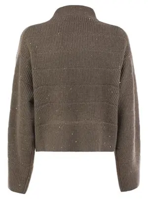 Brunello Cucinelli Ribbed Turtleneck Sweater With Sequins - No
