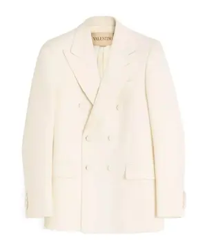 Valentino Garavani Double-breasted Peak-lapel Blazer - Latte
