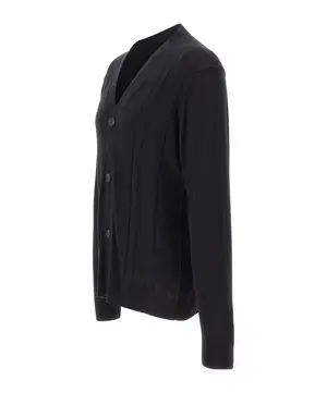 Tagliatore Long-sleeved Knitted V-neck Cardigan - Black