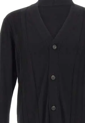 Tagliatore Long-sleeved Knitted V-neck Cardigan - Black
