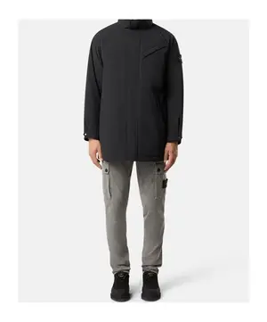 Stone Island Logo-patch Padded Coat - Black