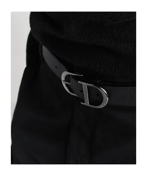Dior Logo Plaque Buckled Belt - Black