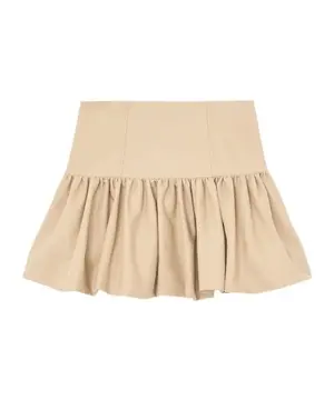 GANNI Ganni Cotton Skirt With Zip Closure And Pleated Hem Beige