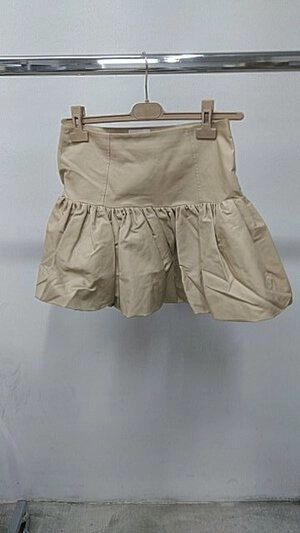 GANNI Pleated Cotton Skirt - Beige