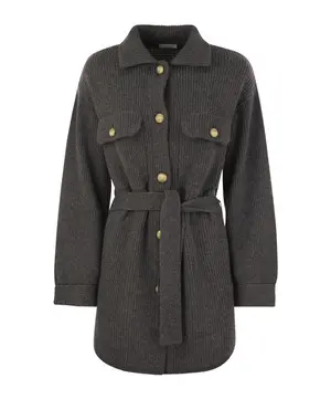Brunello Cucinelli Long-sleeved Ribbed Belted Cardigan