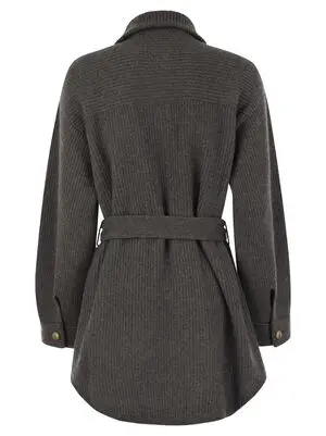 Brunello Cucinelli Long-sleeved Ribbed Belted Cardigan