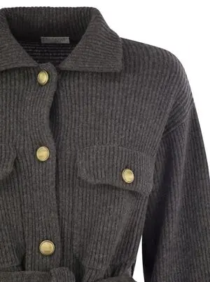 Brunello Cucinelli Long-sleeved Ribbed Belted Cardigan