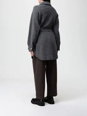Brunello Cucinelli Long-sleeved Ribbed Belted Cardigan