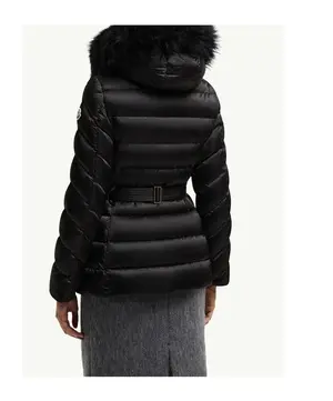 Moncler Short Padded Jacket With Shearling Trim