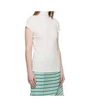 Issey Miyake High-neck Cap Sleeve Knit Sweater