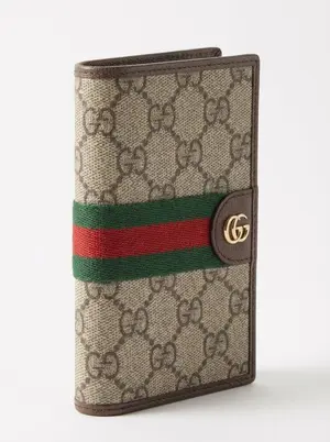 Gucci Ophidia Passport Case - Beige And Dark Brown
