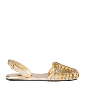 Miu Miu Laminated Nappa Leather Fisherman Sandals - Platinum